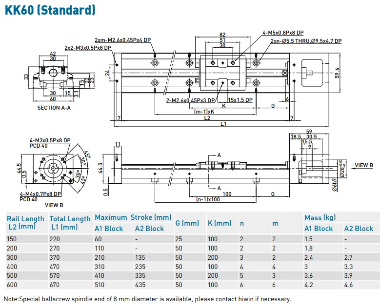 Hiwin Kk60d10c-300a1-f0 Hiwin Industry Robot Linear Module Kk60 Linear Actuators Module - Buy ...