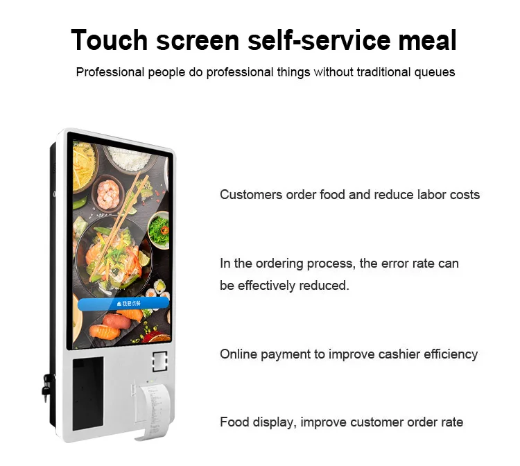 Fast Food Cafe Self-Service Desk Kiosk - Top Display OEM