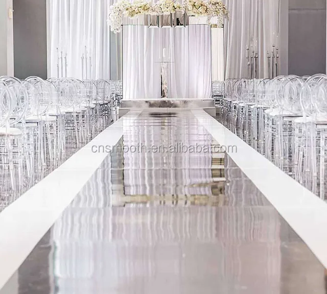 Luxury Wedding Aisle Carpet Runner - White & Gold Design