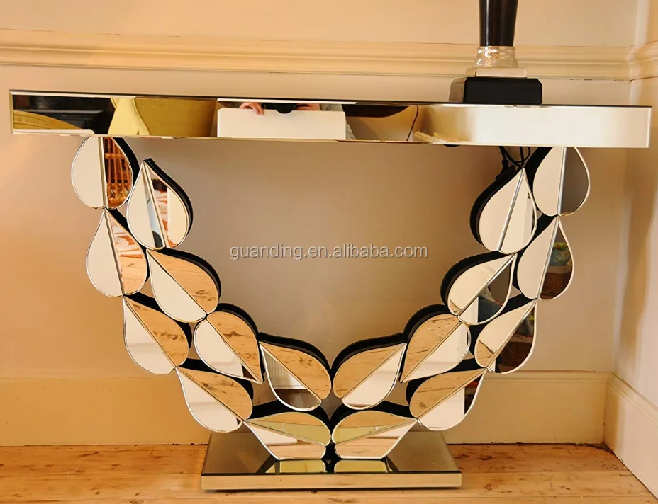 Contemporary Style Mirrored Console Table Set Mirrored Furniture ...