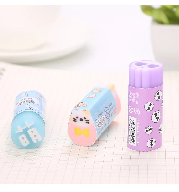 TOPSTHINK Kawaii TPR Cute Cartoon Pretty Multicolored Round Pencil Erasers