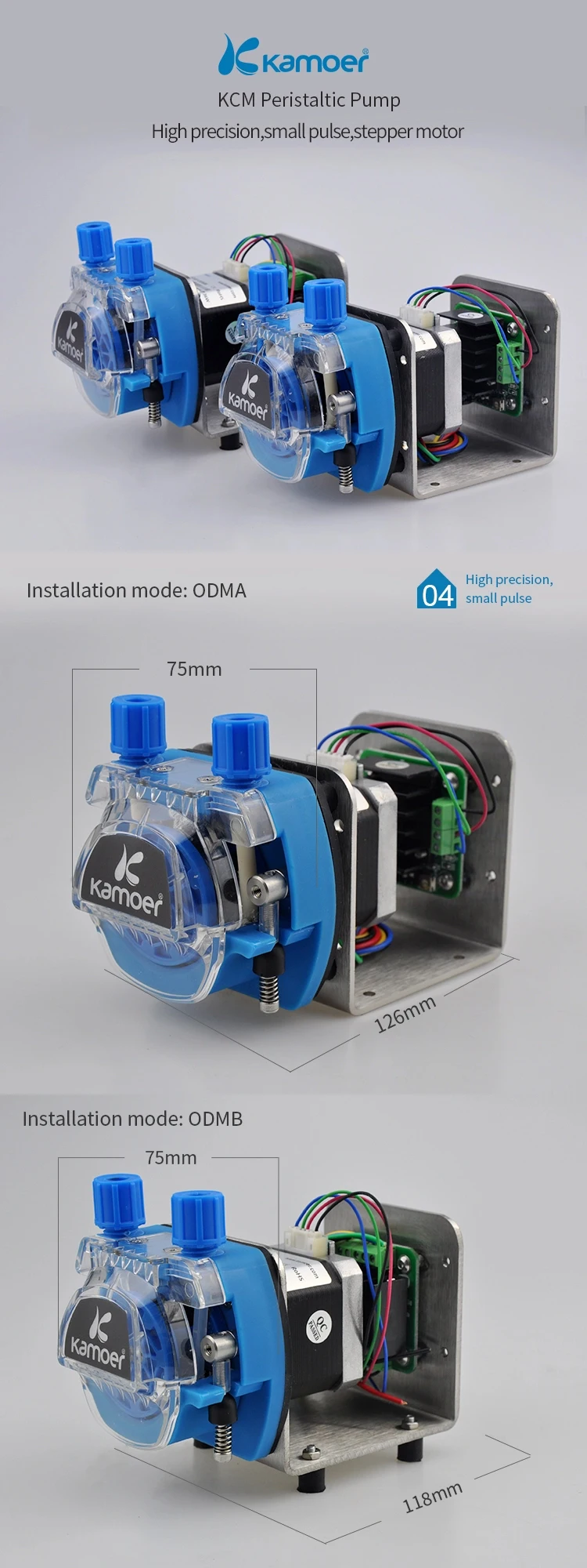 Kamoer KCM Stepper Motor High Precision Small Pulse 12V/24V Peristaltic ...