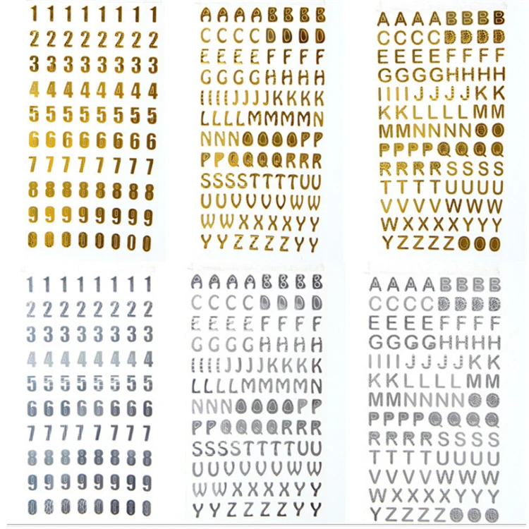Strong Self Adhesive Gold Foil Paper Number Alphabet Sticker Paper ...