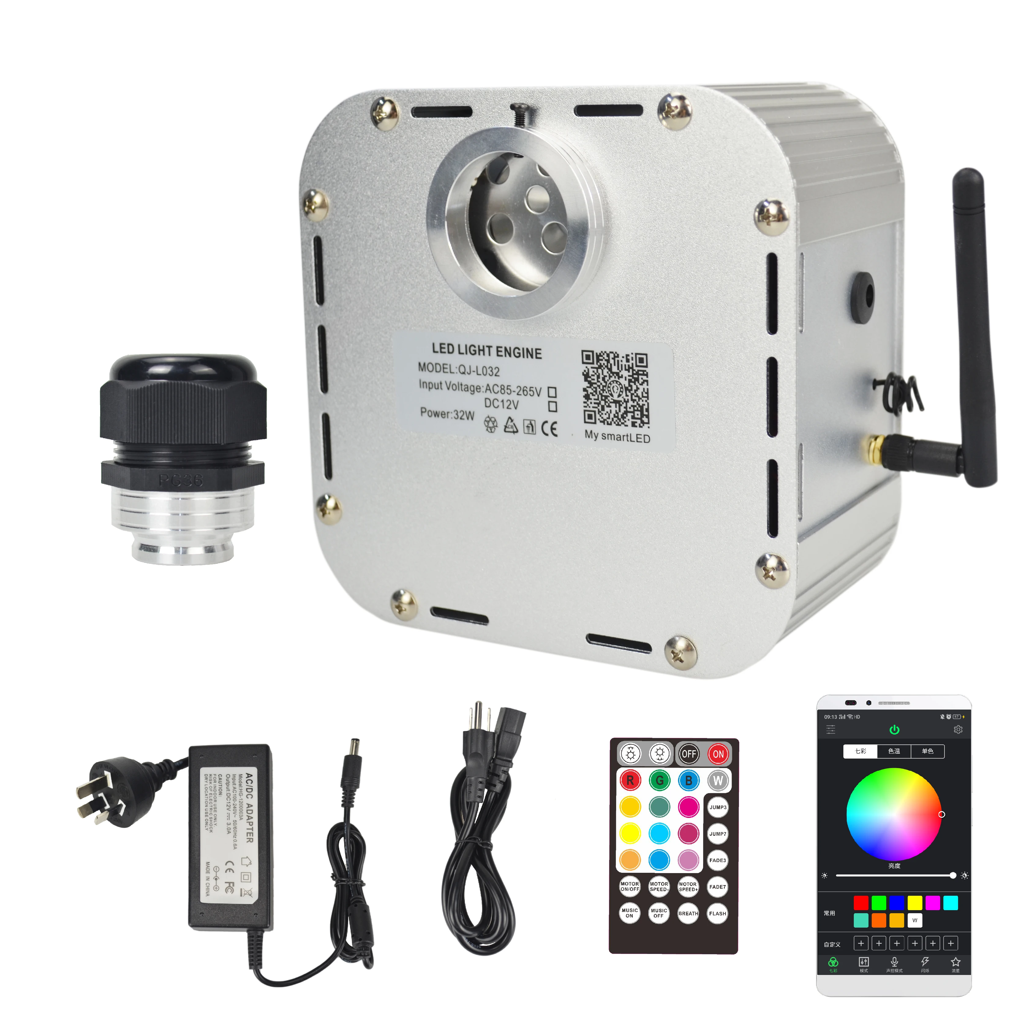 2023 NEWEST 32W RGBW Twinkle + Music Effect Optical Fiber Cable 28key ...