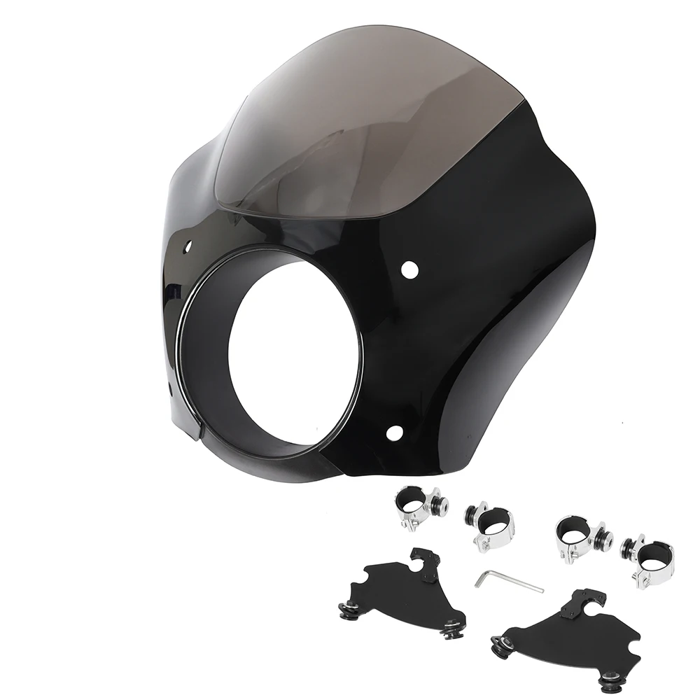 Motorcycle Universal Cafe Racer 7inch Headlight Handlebar Fairing ...