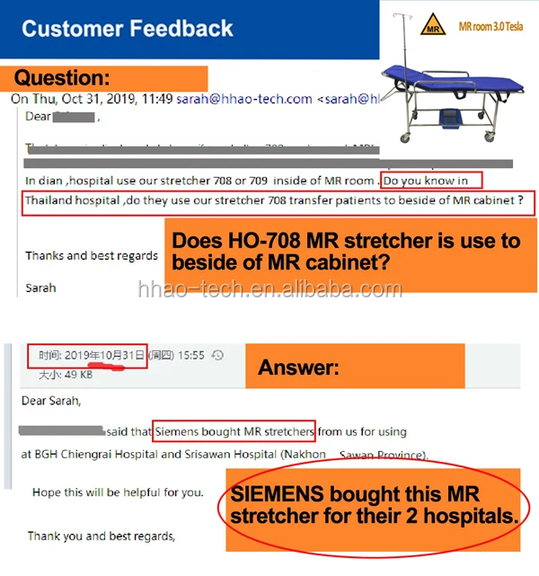 MRI Compatible Patient Trolley - Adjustable & Stainless Steel