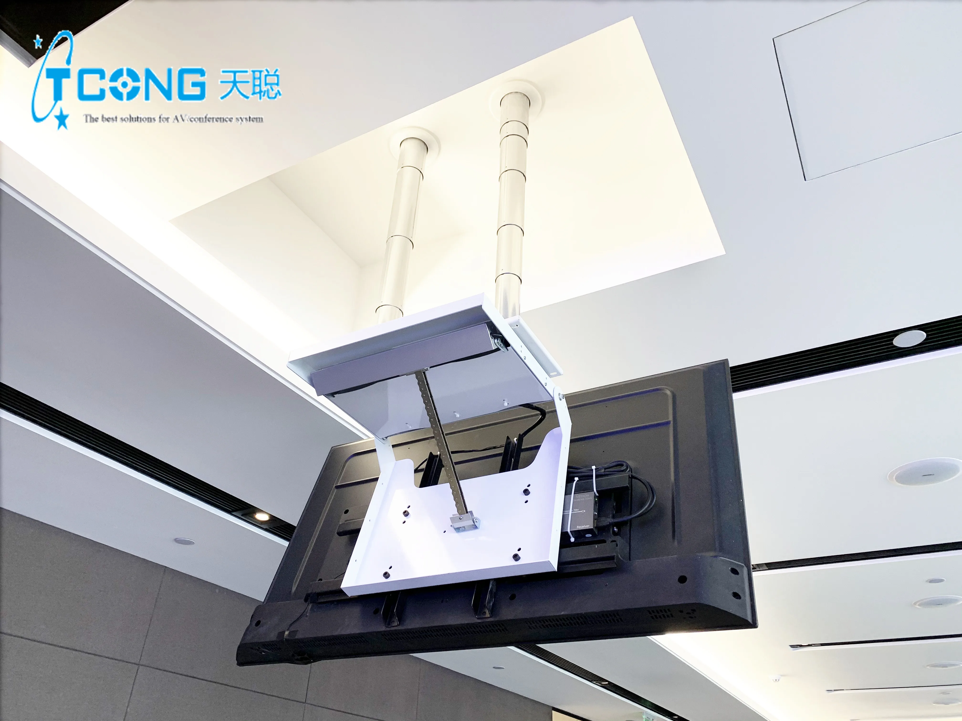 TCONG Ceiling TV Lift - 360 Degree Rotation & Remote Control