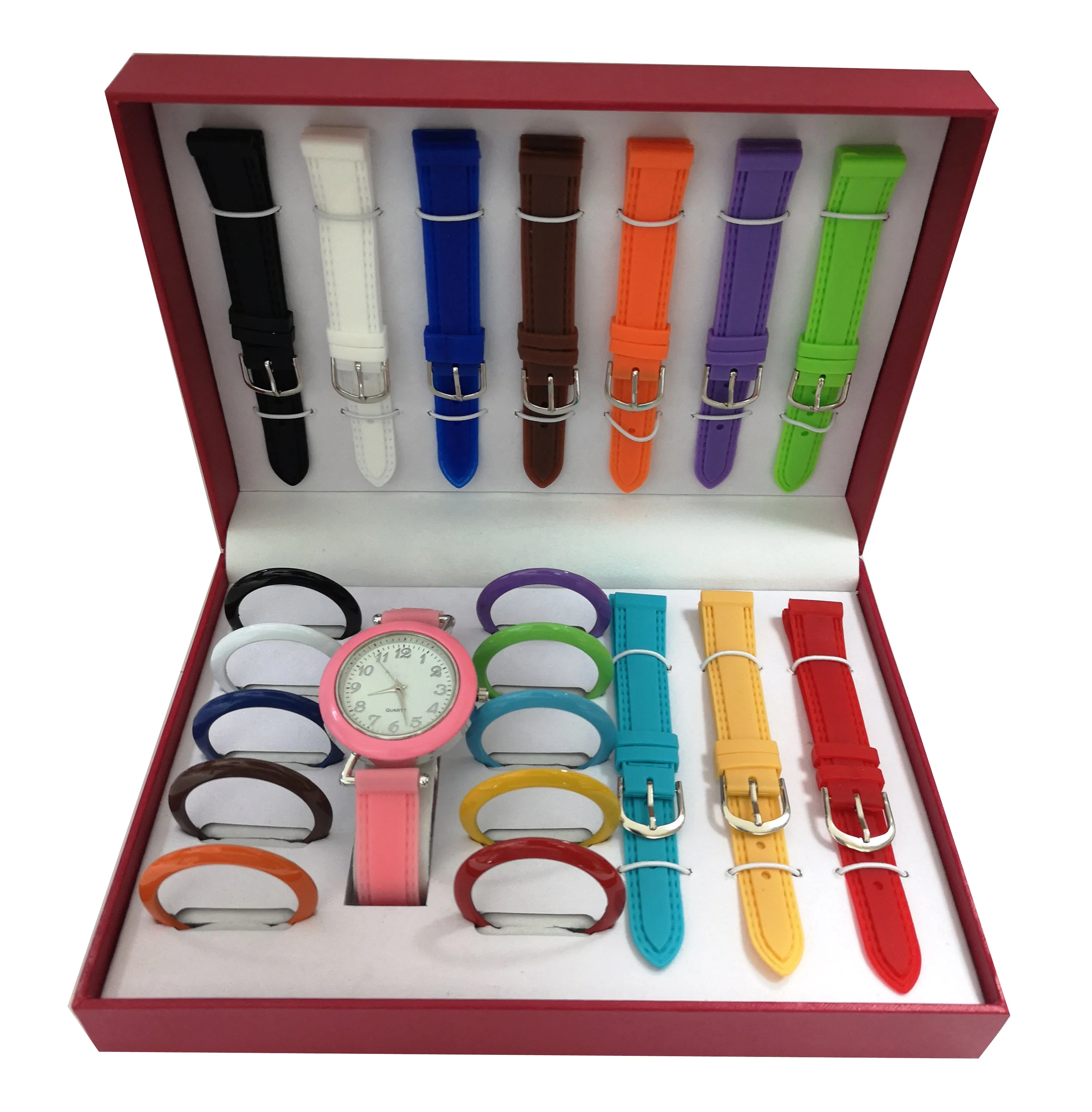 Hot Selling Cheap Changeable Colours Leather Belts Watch Set / Fashion ...