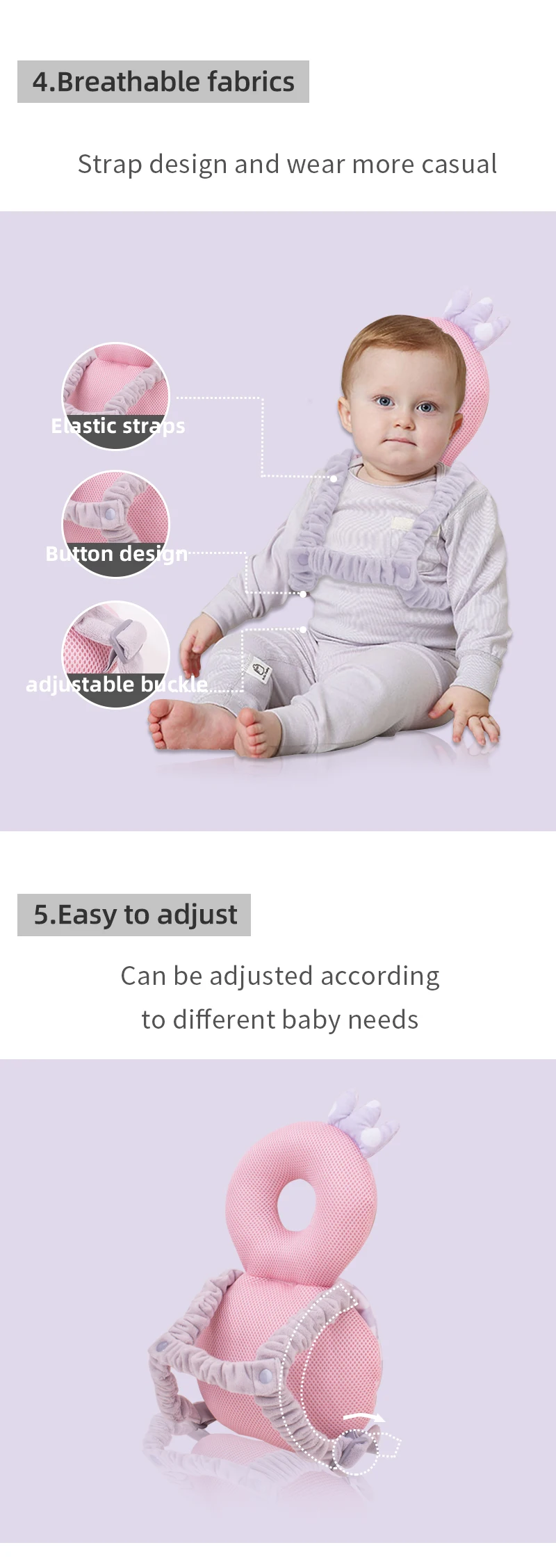 Air Mesh Baby Anti - Fall Pillow Baby Safety Head Protector Pillow For ...