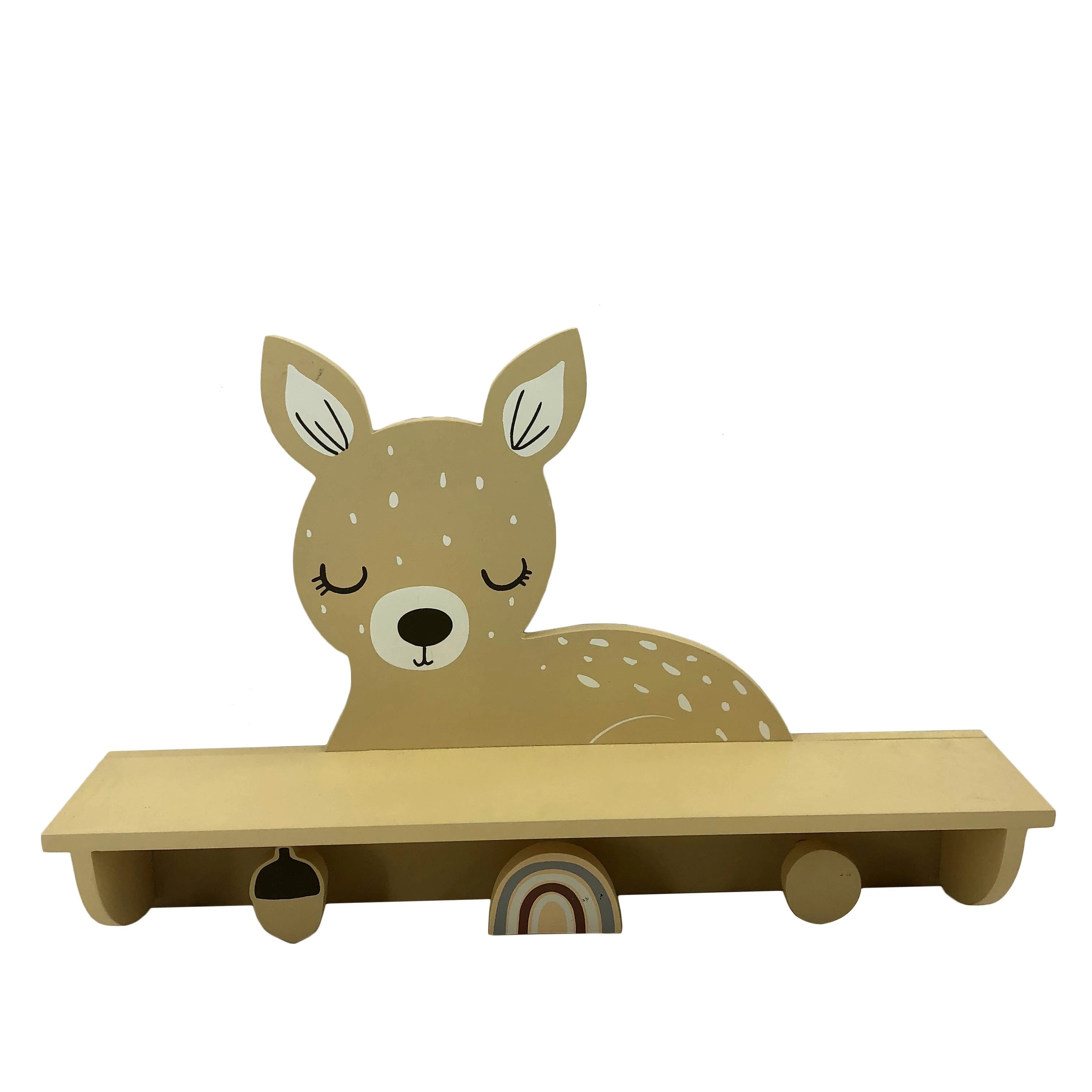 Kids Room Decorative Deer Shaped Wooden Wall Hanging Mounted Shelf For ...
