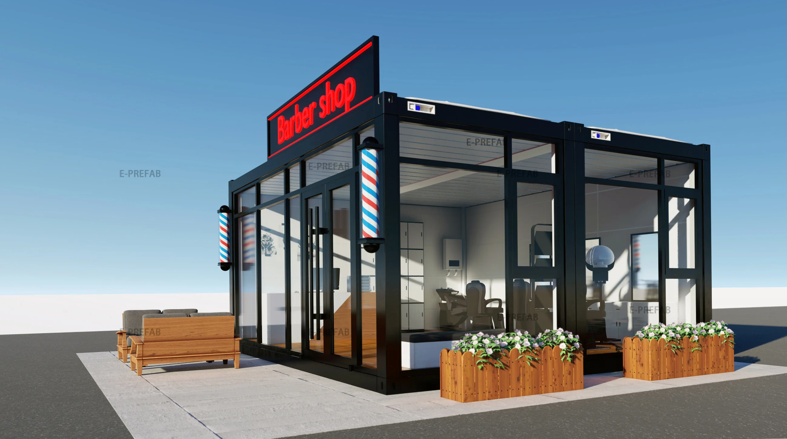 Customizable Mobile Barber Shop - Flatpack Container