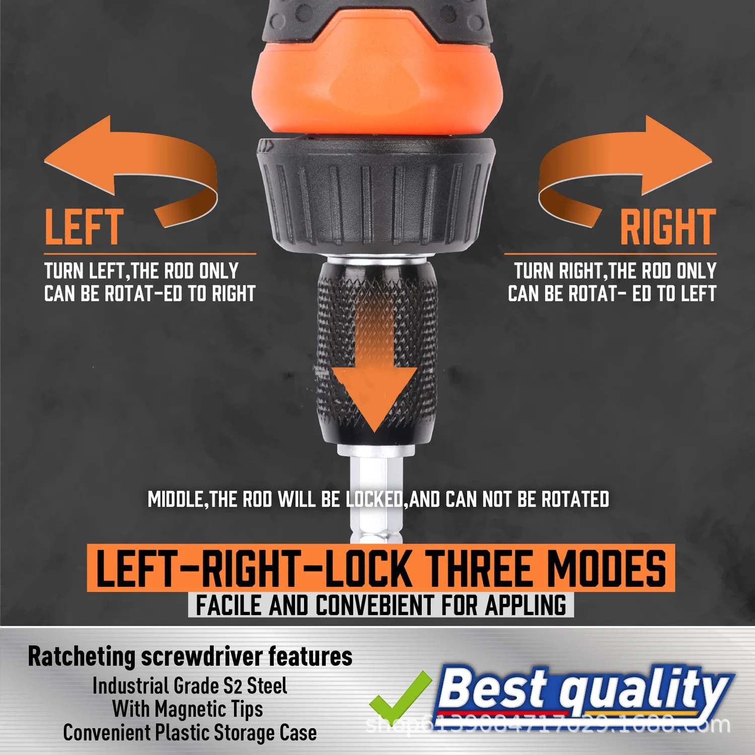 34pc DIY Grade Ratchet Screwdriver Set Cross Flat Hexagon Bit Hand Tool ...