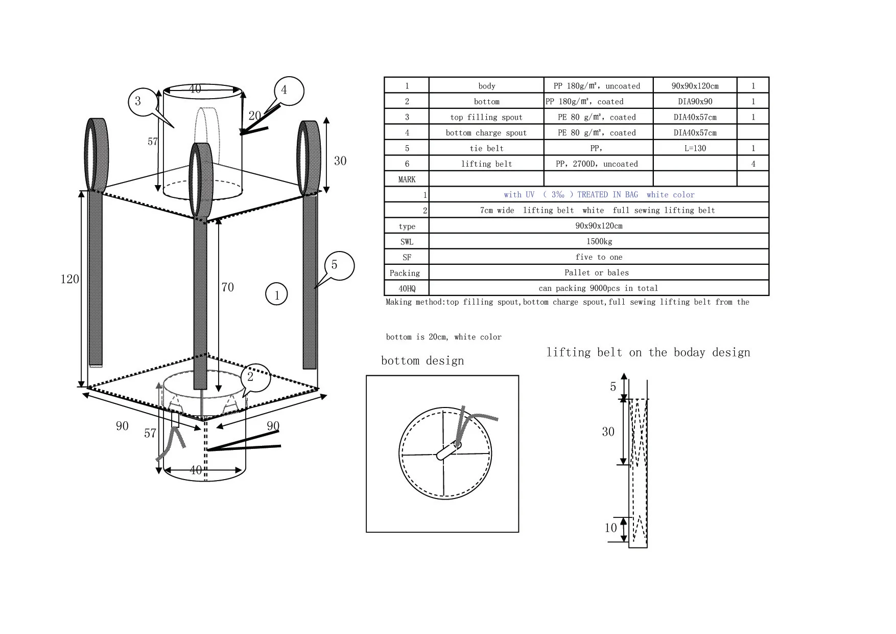 U+2 Type Packing for Animal Foods & Carbon Black - 1000kg