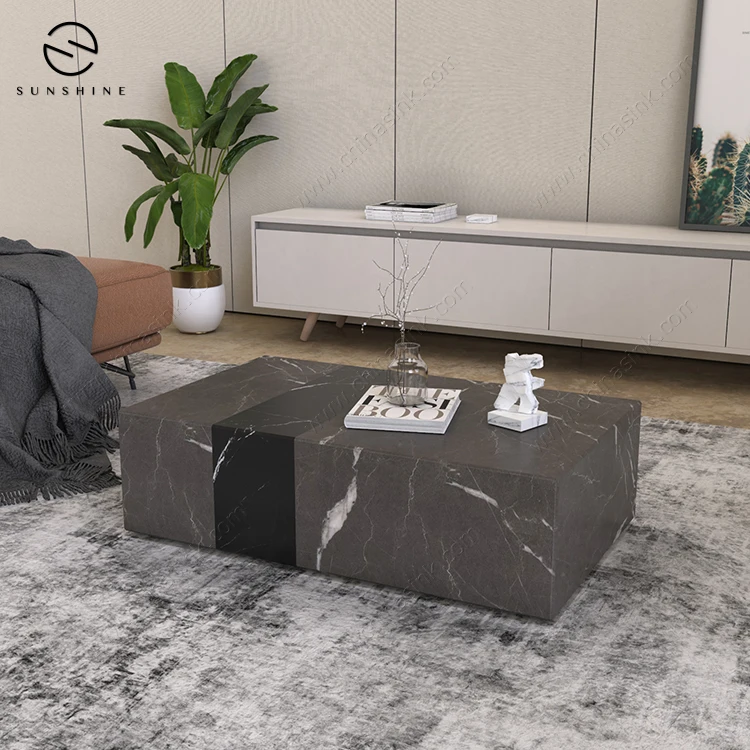 Elegant Cuboid Sofa Center Table Real Marble Table For Living Room ...