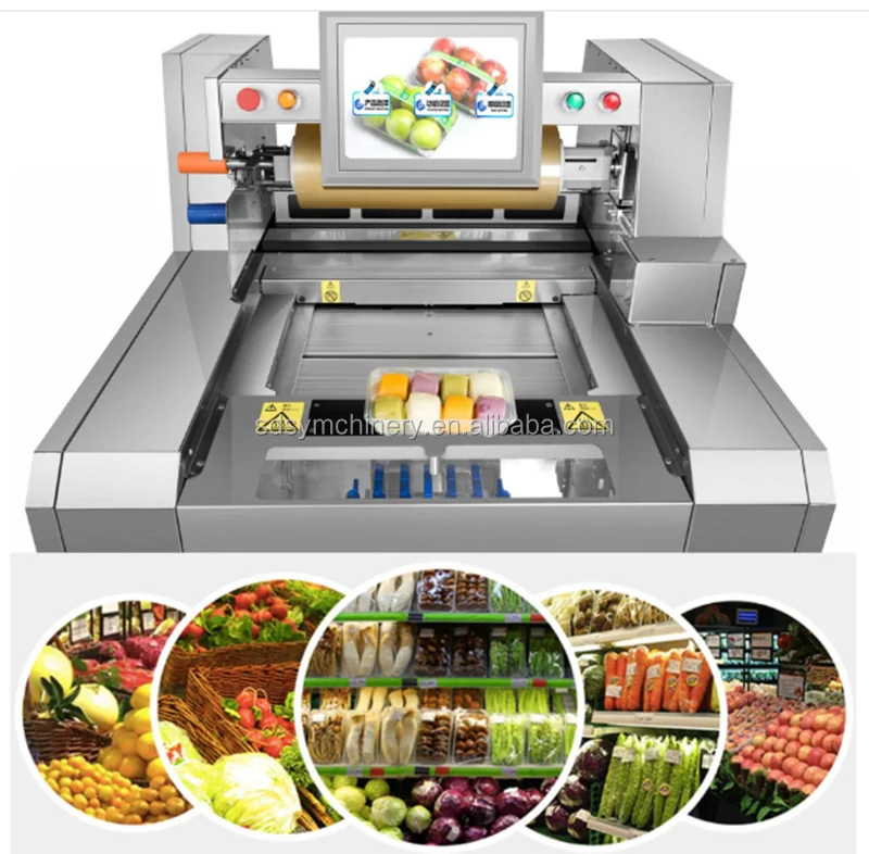 Fresh Fruits Vegetables Food Tray Stretch Cling Film Wrapping Machine ...
