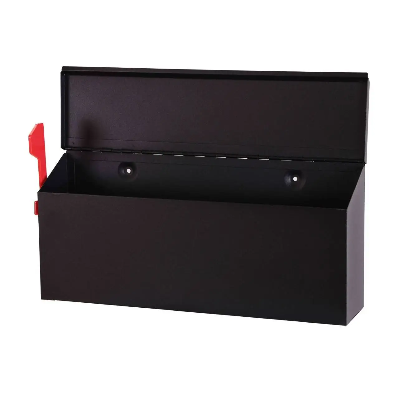 Modern Black Letter Box Wall Mounted Steel Wood with Red Flag Logo ...