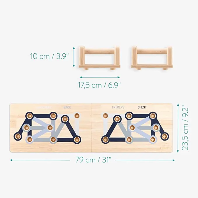 Wellshow Wooden Push up Board Push up Board for Shoulders Chest Back ...