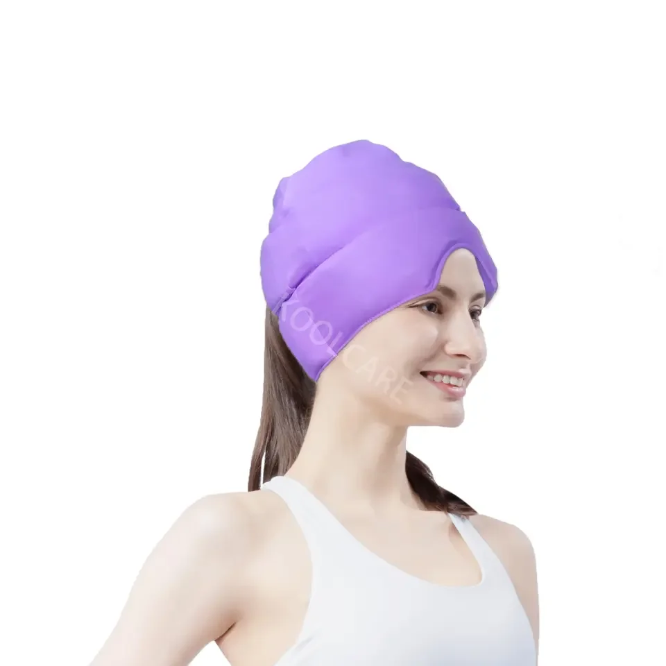 Reusable Gel Cold Pack Ice Head Wrap Hat for Puffy Eyes Migraines ...