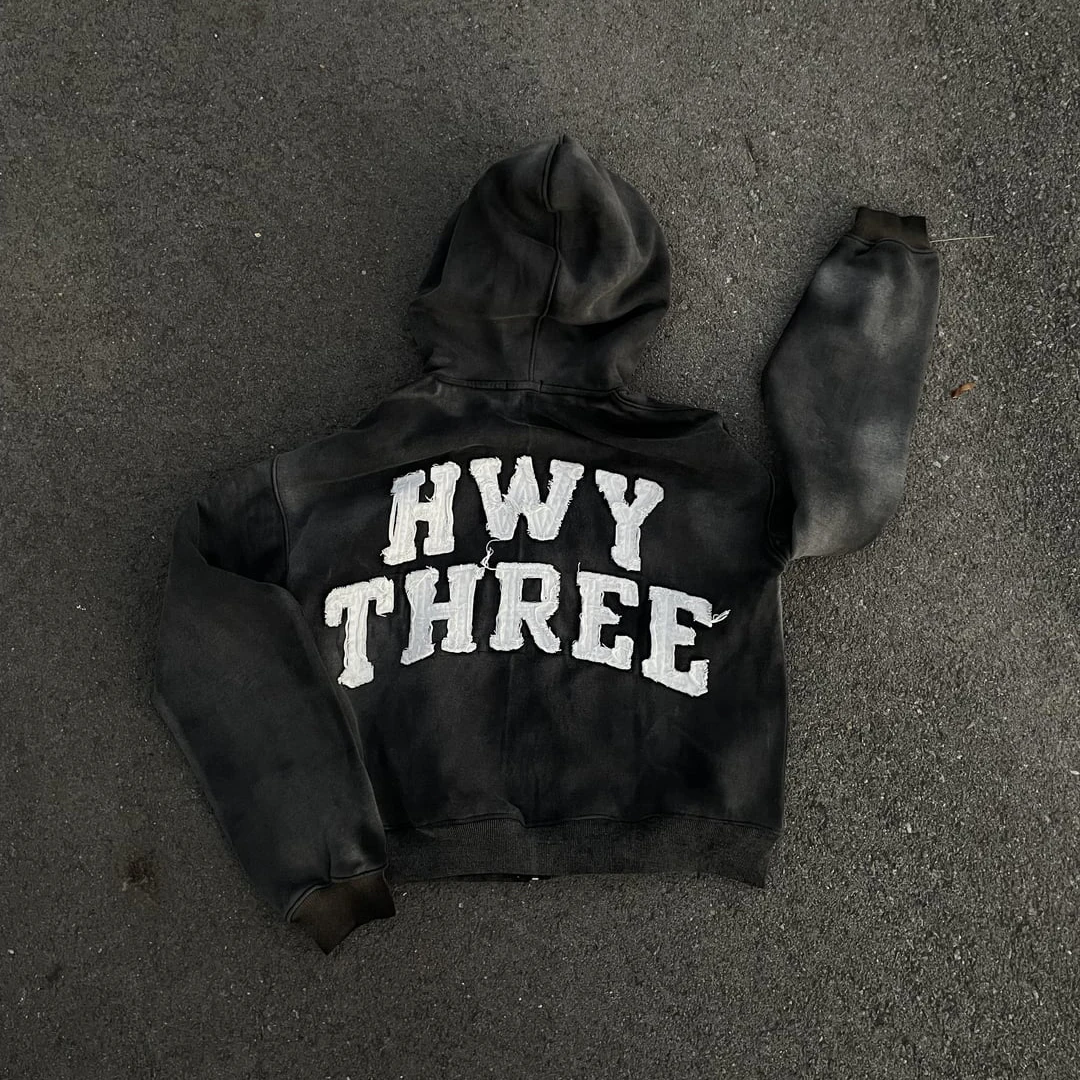 Custom Streetwear Distressed Embroidery Patch Heavy Cotton French Terry ...