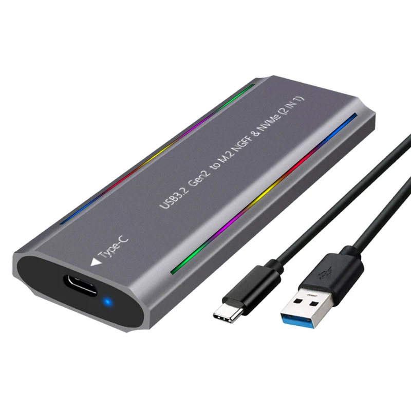 Aluminum Ngff & Nvem M2 Ssd Enclosures Case External Portable Enclosure ...