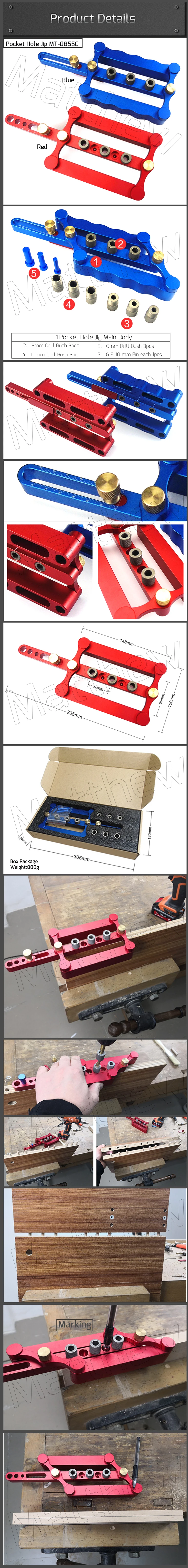 6 8 10mm Aluminum Dowel Jig Drill Guider Wooden Doweling Joinery for ...