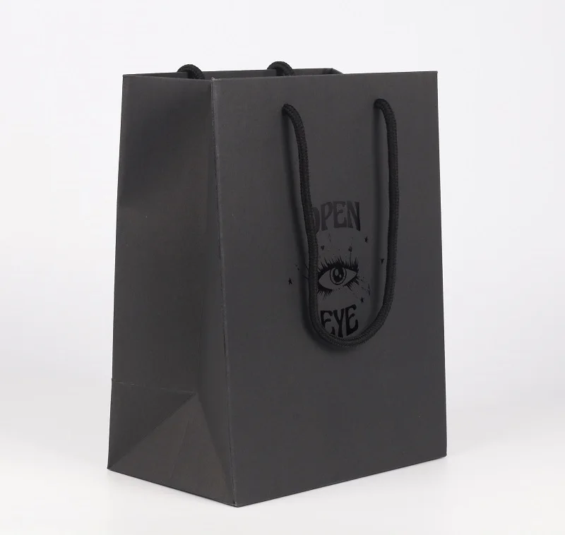 Custom Design Slogan Black Craft Paper Bag With Your Own Logo Printing ...