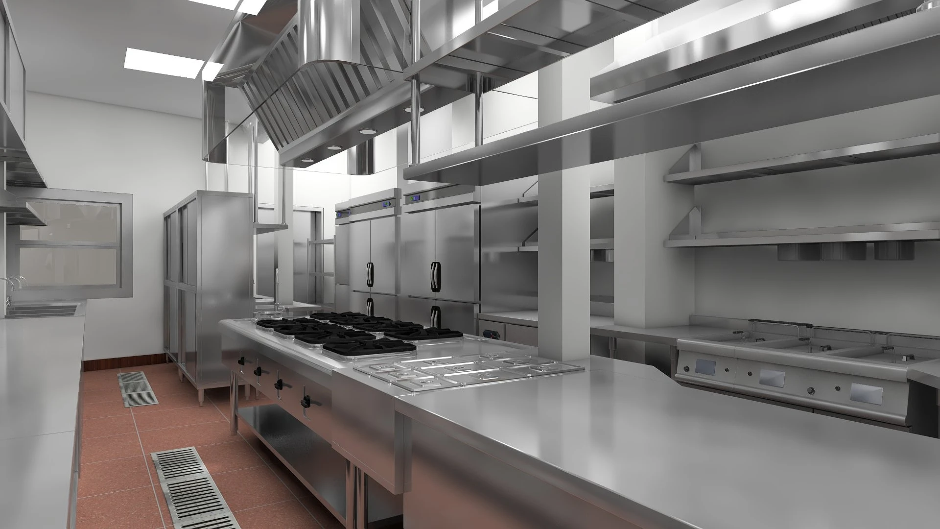 Indian Restaurant Kitchen 3D Rendering and VR Design