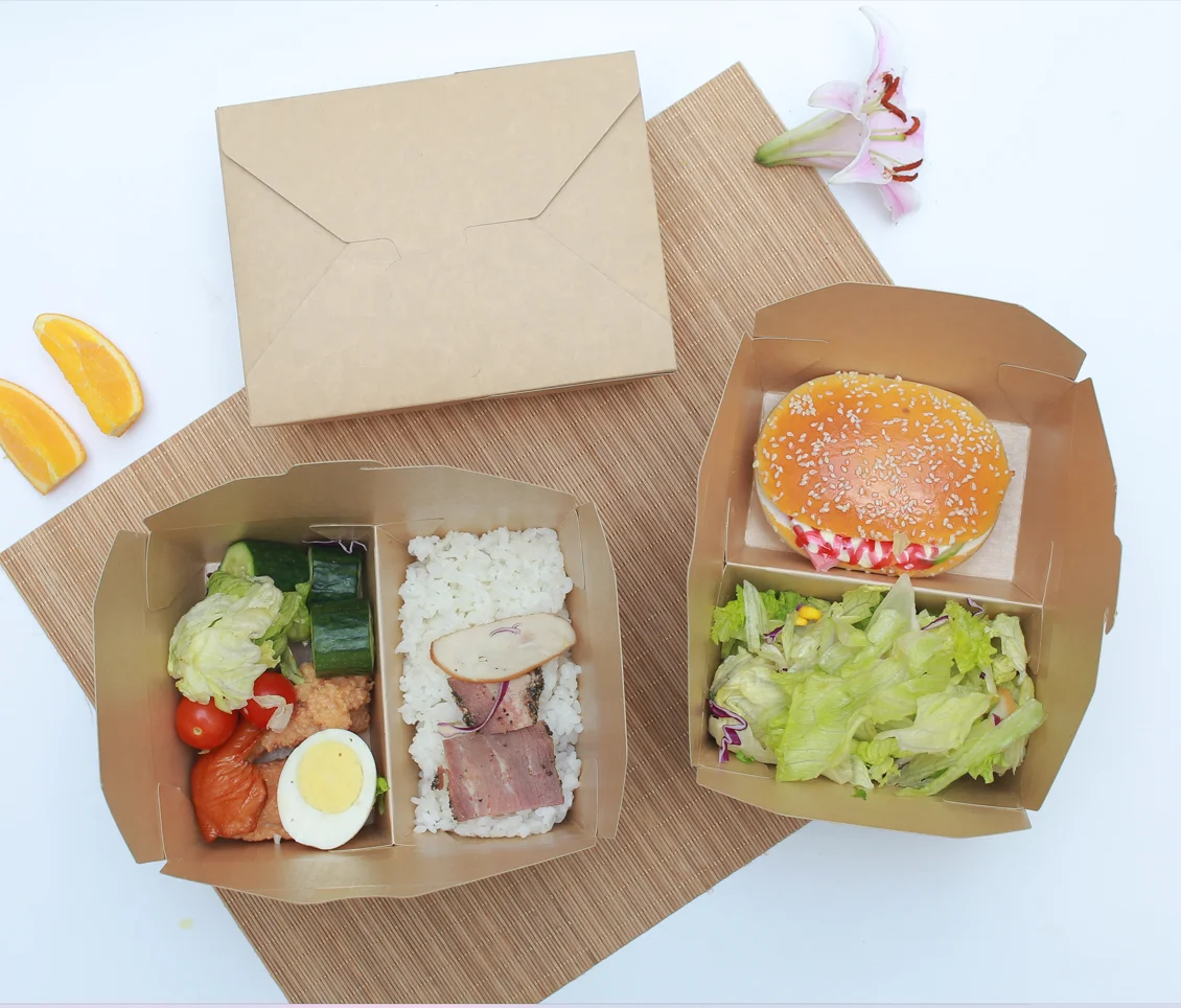 Customizable Kraft Paper Lunch Boxes - Disposables & Durable