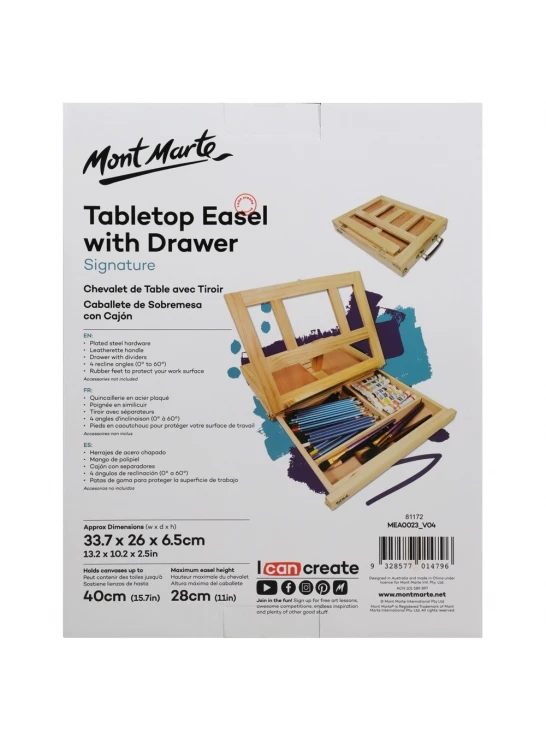 Mont Marte Table Easel Wood With Drawer - Pine Wood,Art Easel,Artist ...