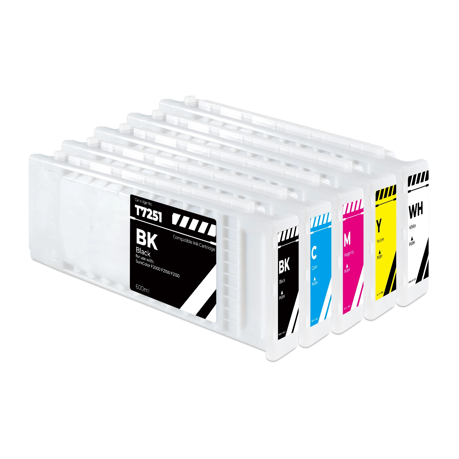 CMYK + White 700ml T7251-T7254 T725A Compatible Textile Ink Cartridge ...