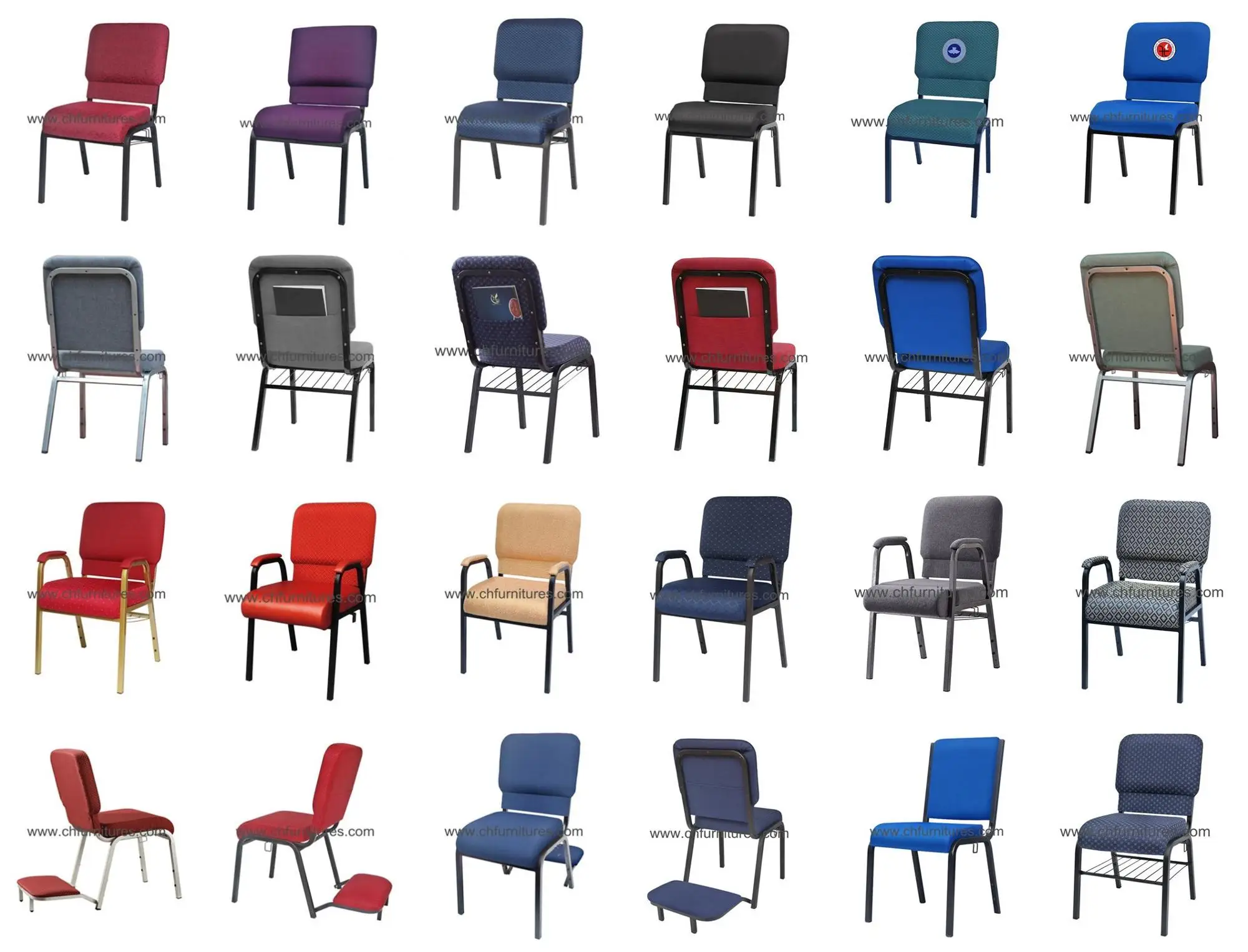 Durable Interlocking Stackable Auditorium Chairs for Church