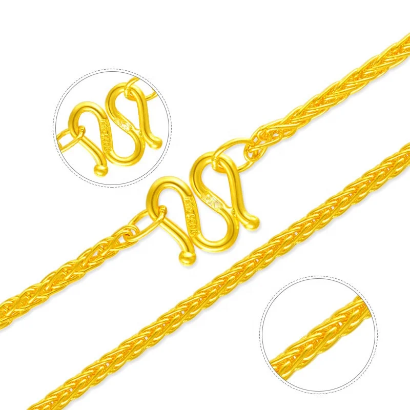 Chinese 24k Real Gold Foxtail Chain Necklace for Men, Women & Kids ...