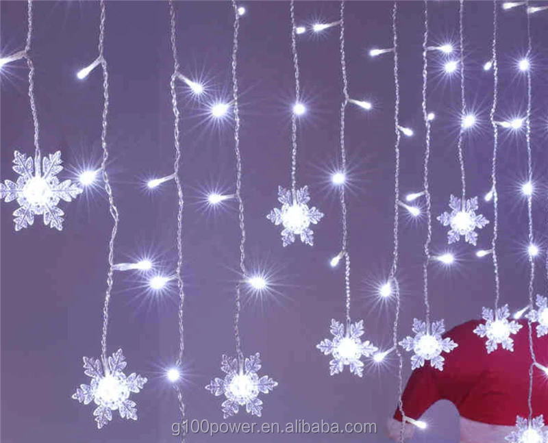 Warm White 3.5 Meters 0.7m Led Snowflake Curtain Icicle Lights For ...
