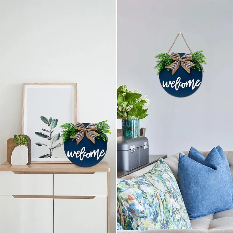 Wooden Welcome Home Decorations Welcome Sign Wreaths For Front Outdoor ...