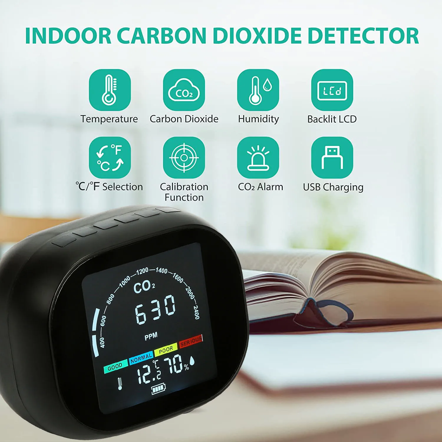 Large Screen Led Liquid Crystal Electronic Co2 Carbon Dioxide Detector ...