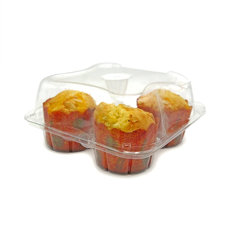 Wholesale Clear Clamshell Plastic 4 Pcs Muffin Cupcake Packaging Boxes ...