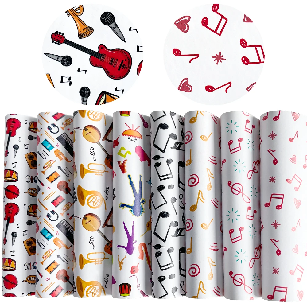 Colored Musical Instruments&Music Notation Patterns Printing PU ...