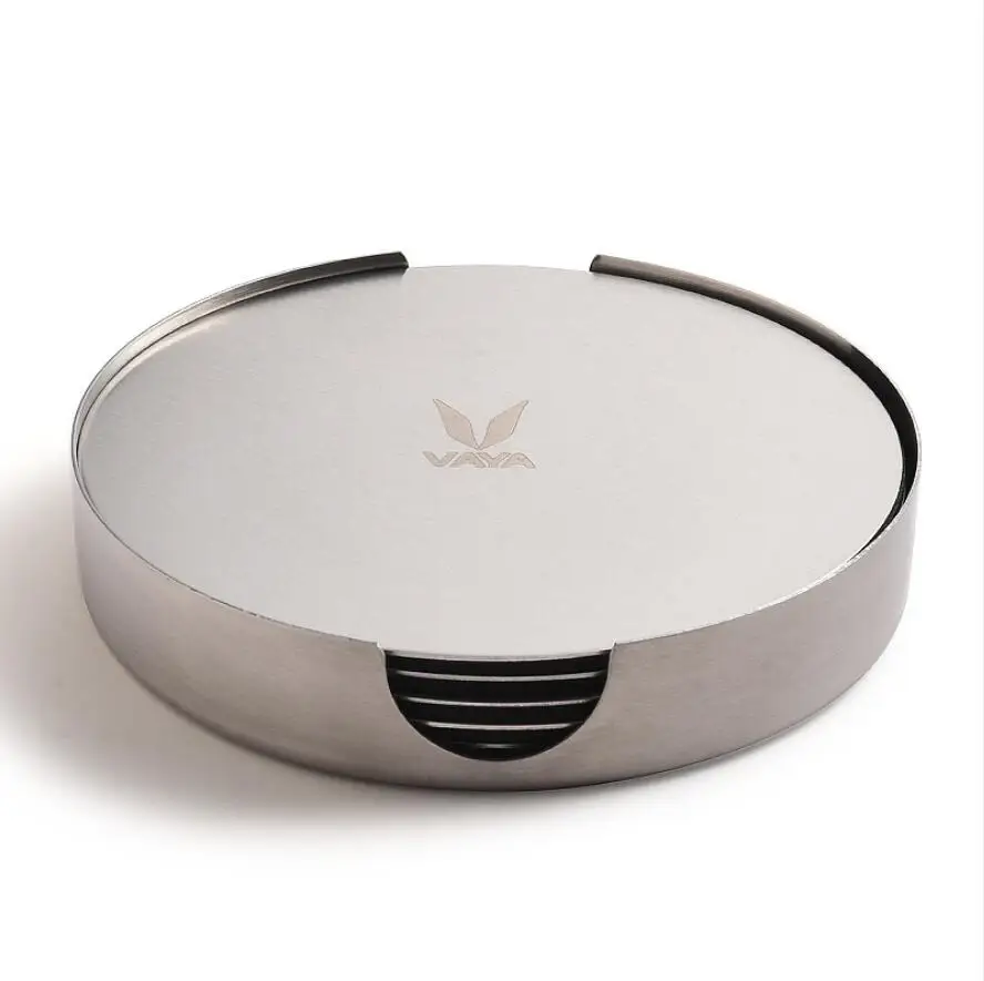 Custom Round Stainless Steel Coasters Set - Eco-Friendly Drink Mats ...