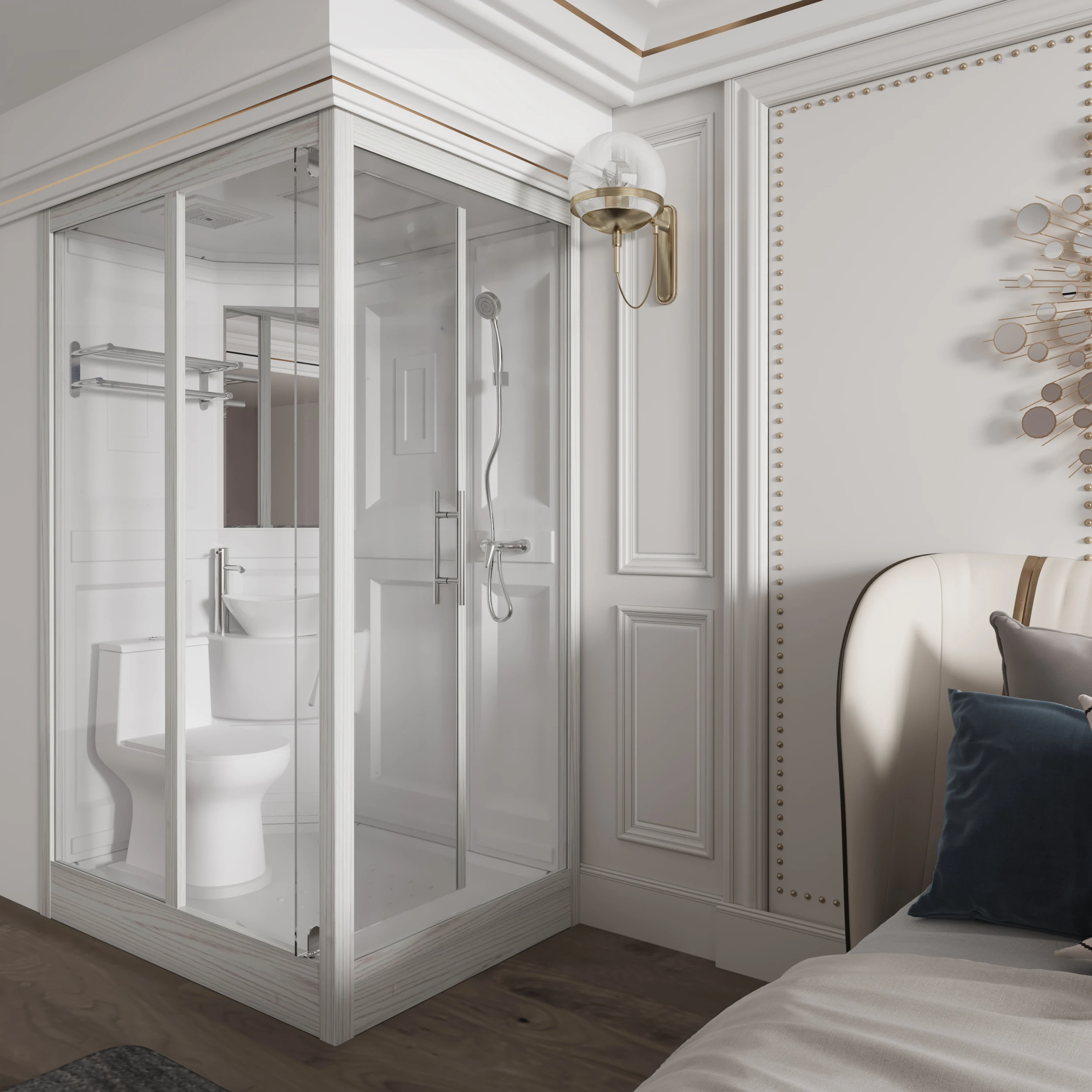 Prefab Modular Bathroom Pod with Custom Glass Shower Door | Wholesale