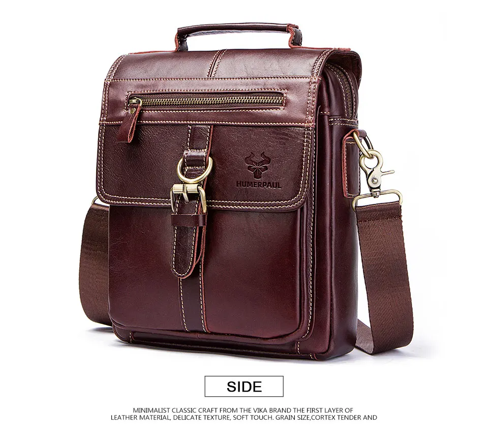 HUMERPAUL Small Genuine Leather Bags for Men High Quality Travel Cross ...