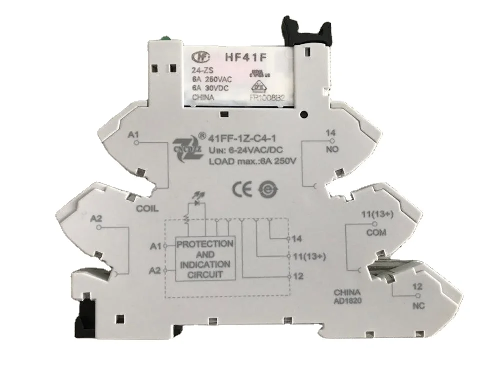 Customization Din Rail Relay Module HF41F-1Z-C4-1 12V 24V DC 6A Relay ...