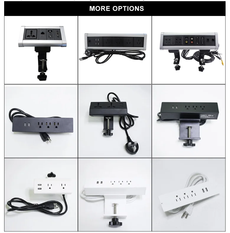 Office Table Surface Mounted Us Power Strip Usb Socket/removable Clamp ...