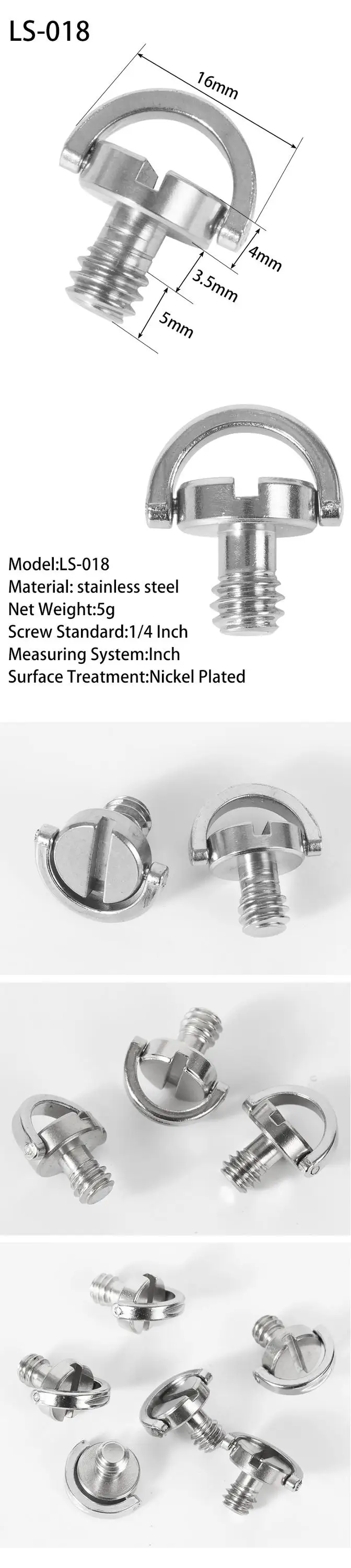 Manufacture Universal Stainless Steel Camera Screw Nuts D Ring Camera ...