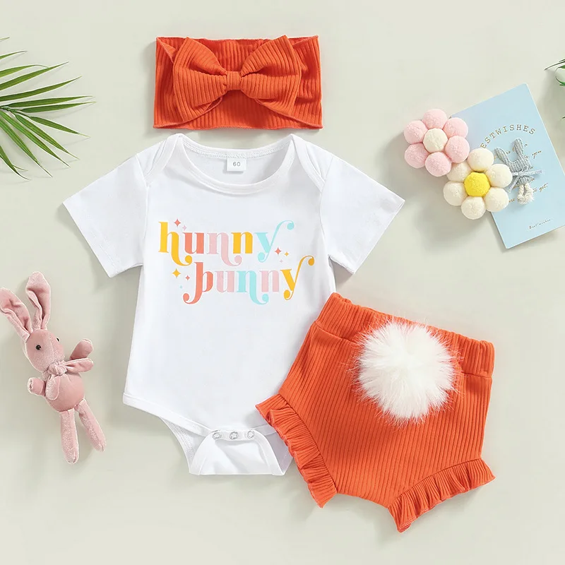 2023 Cute Toddler Girl Fluffy Rabbit Tail Ribbed Bummies Bunny Romper ...