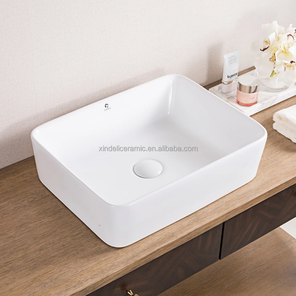 Smooth Vessel Sink Wash Basin Rectangular Counter Topper Basin For ...