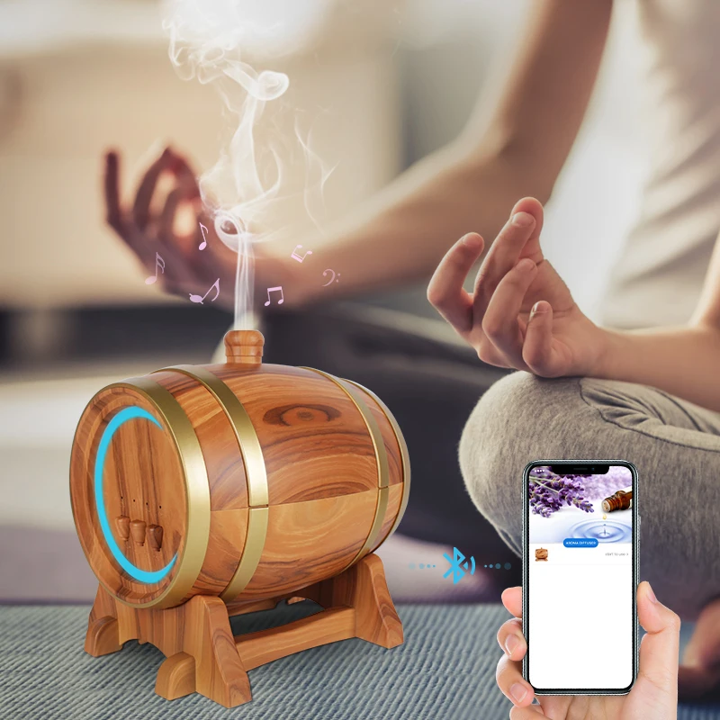 Smart Phone App Barrel Essential Oil Diffuser,Red Wine Bottle Design ...