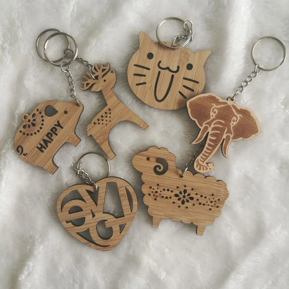 Custom Bamboo Keychain Laser Cut Key Chain Plywood Keyring - Buy ...