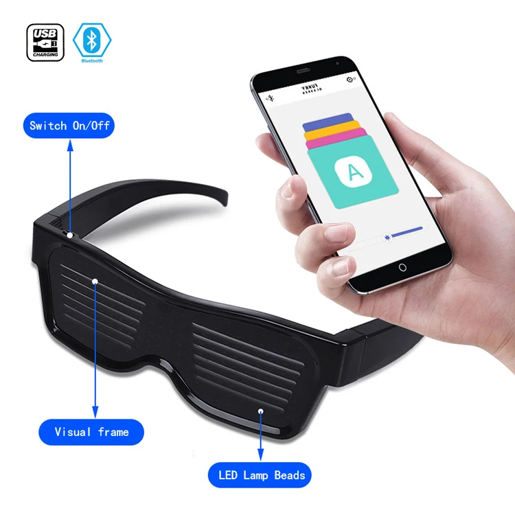 Smart Led Message Scrolling Party Glasses Glowing Emotion Pixel ...