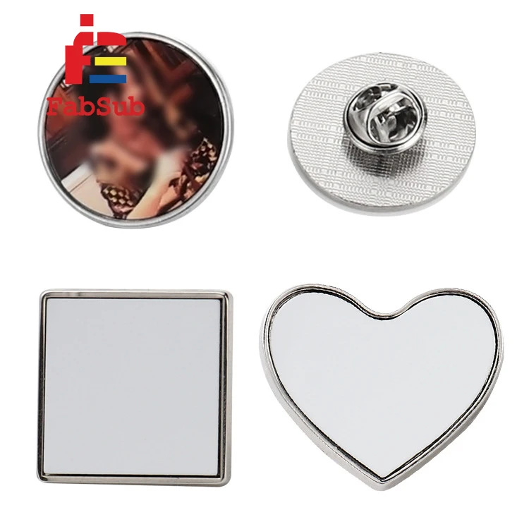 Metal Badges Custom Sublimation Print Metal Blank Pin Badge Heart ...
