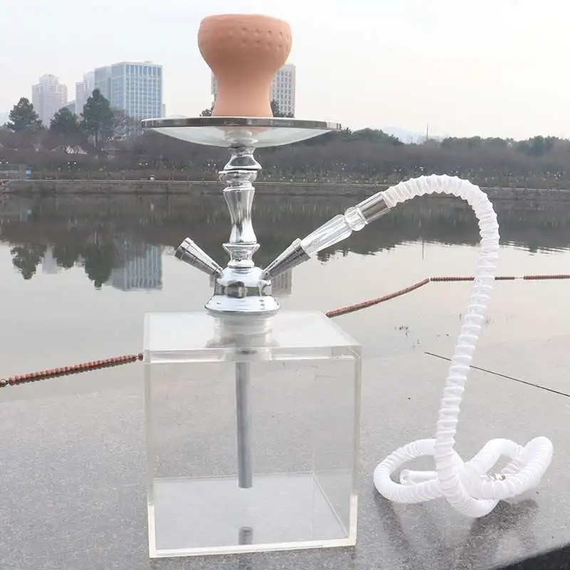 Factory Wholesale Hookah Square Double Hose Acrylic Plastic Shisha KTV ...
